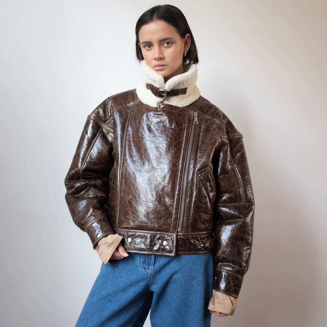 Jordan Jacket in Shearling Brown – Misia