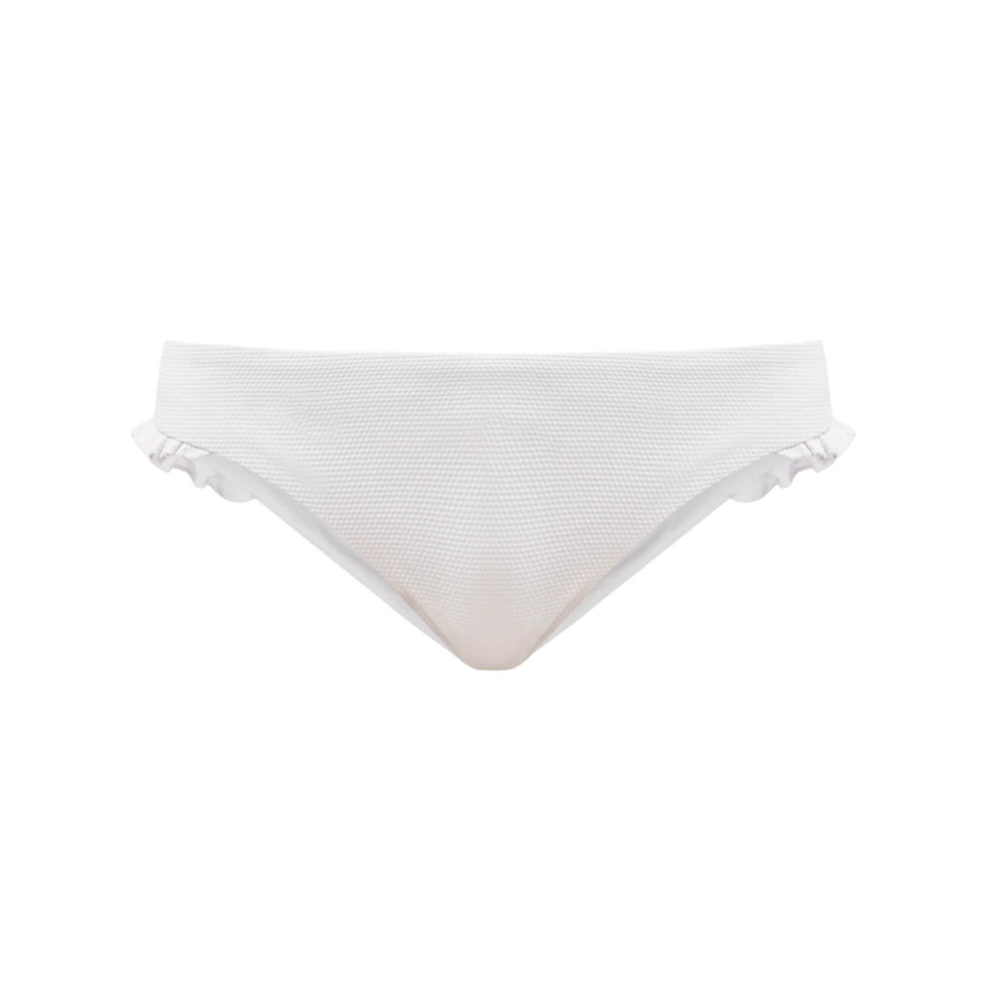 Ruffle Bikini Bottom in Textured White – Misia